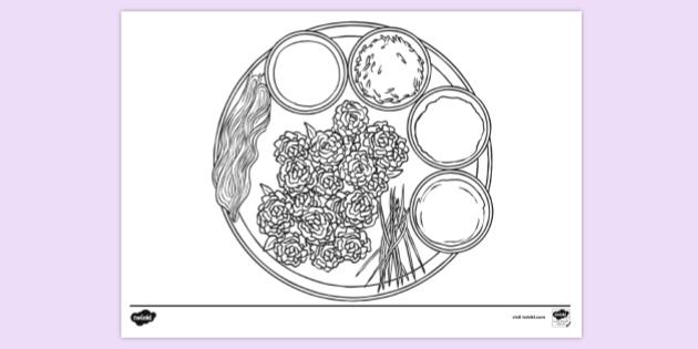 FREE! - Puja Dish Colouring | Colouring Sheets
