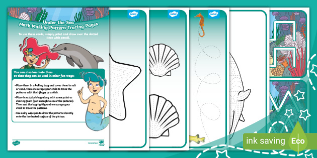 Under the Sea-Themed Mark Making Pattern Tracing Pages