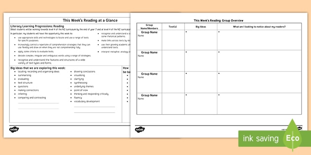 * NEW * Weekly/Group Editable Reading Planning Template Level 4