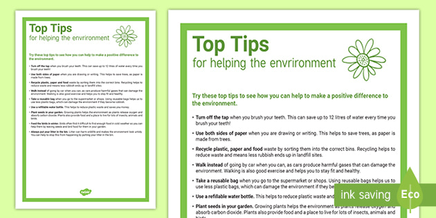 Top Tips for Helping the Environment (teacher made)