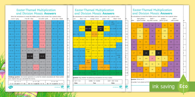 UKS2 Easter-Themed Multiplication and Division Mosaic Worksheet