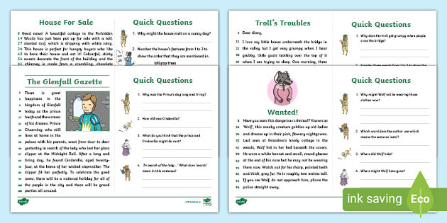 Phonics & Reading 1-Minute Reading Activities | Fairy Tales