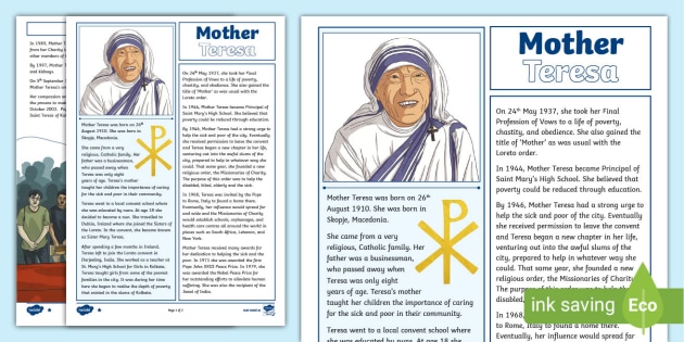 Mother Teresa Resources | twinkl.co.uk