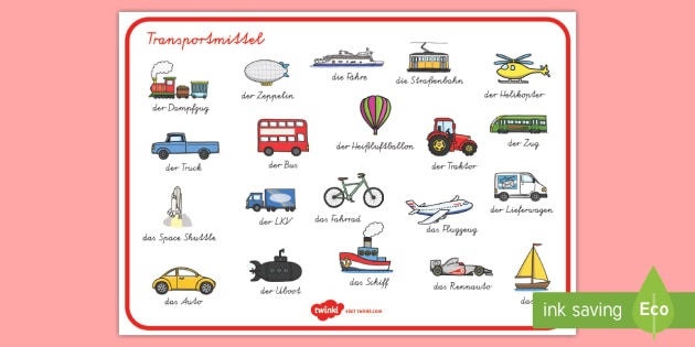 Transportmittel Wortschatz: Querformat (teacher made)