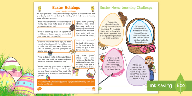 Kindergarten Easter Holidays Home Learning Challenges Resource Pack