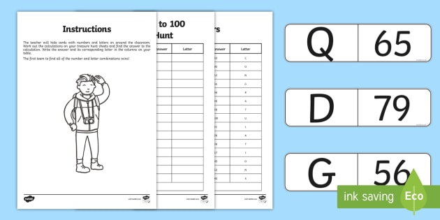 Addition to 100 Treasure Hunt Activity (teacher made)