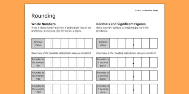 KS3_KS4 Maths Student Led Practice Sheets Rounding - maths, KS3, KS4, GCSE