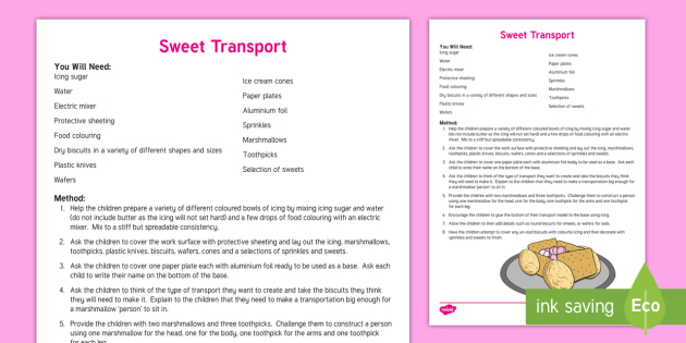 Sweet Transport Activity (teacher made)