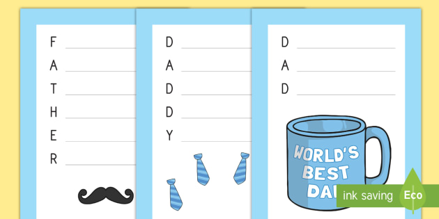 Father's Day Acrostic Poem Writing Frames - Father's Day
