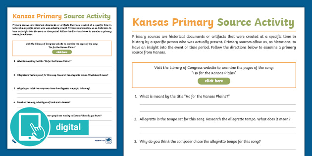 Kansas Primary Source Activity | Social Studies | Twinkl