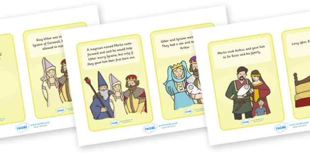 Beautifully Illustrated King Arthur Story Cards Twinkl-made