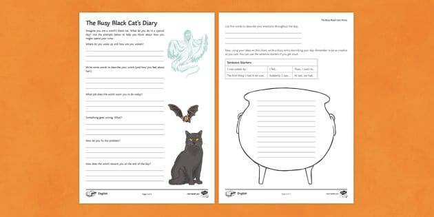 * NEW * The Busy Black Cat's Diary LA Activity Sheet