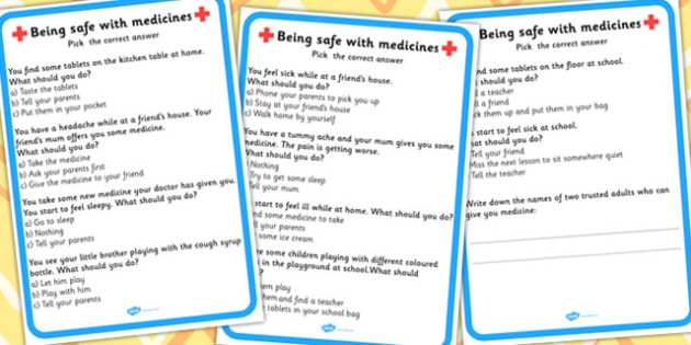 Being Safe With Medicines What Should You Do Choice Activity