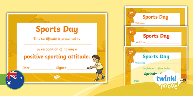 Move PE Year 1 Multi-Skills: Sports Day Certificates Resource Pack