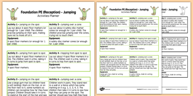 Foundation PE (Reception) Jumping Activities Planner