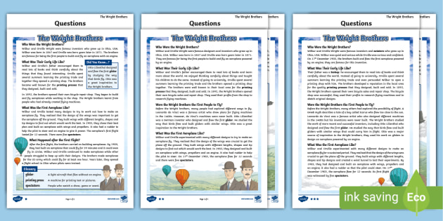 LKS2 The Wright Brothers Differentiated Reading Comprehension