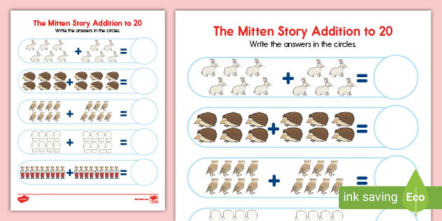 The Mitten Story Addition to 20 Activity (Teacher-Made)