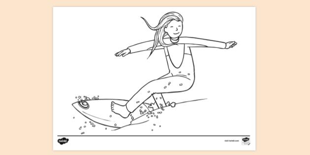FREE! - Surfer Outline Colouring Sheet | Twinkl