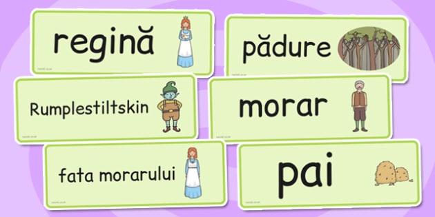Rumpelstiltskin - Cartonașe cu imagini și cuvinte