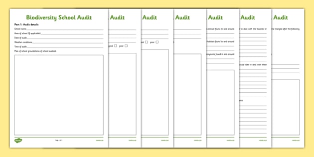 Biodiversity School Audit Worksheets