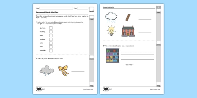 Compound Words Test (teacher made)