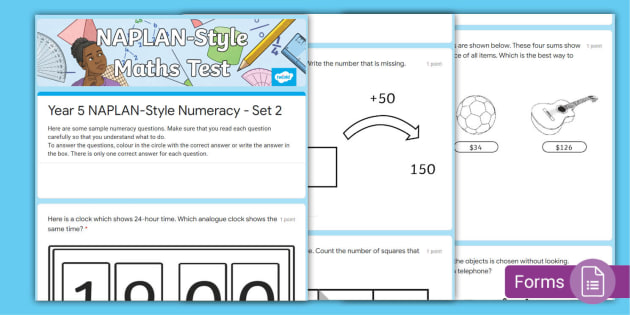 NAPLAN-Style Year 5 Numeracy Questions Google Form - Set 2