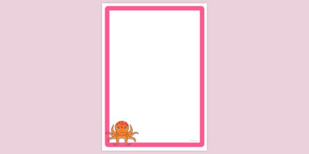 FREE! - Simple Blank Octopus with 8 Legs and Spots Page Border