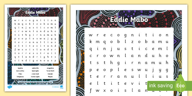 Eddie Mabo Word Search | National Reconciliation Day