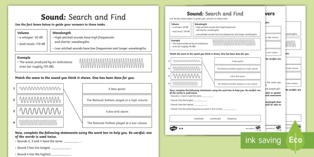 Sound: Search and Find Worksheet