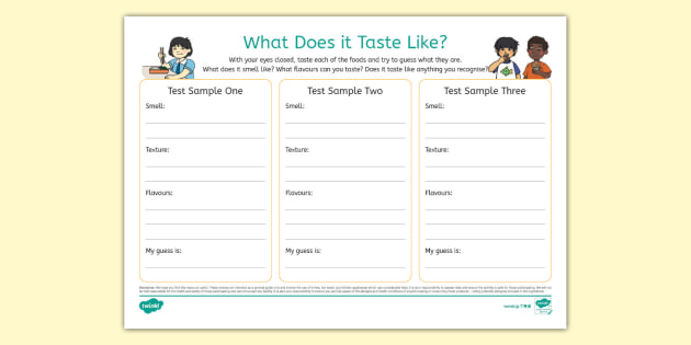 Taste Test Worksheet