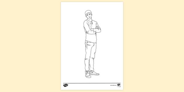 Muslim Male Student Boy Colouring Sheet | Colouring Pages