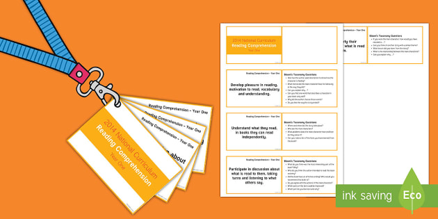 Lanyard Sized Year One Reading Comprehension Objectives Cards