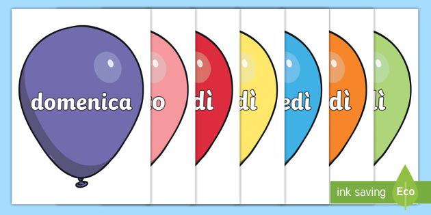 Italian Days of the Week on Balloons (teacher made)