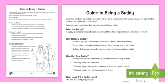 Guide to Being a Buddy Parent and Carer Information Sheet