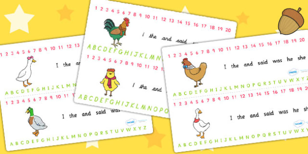 Chicken Licken Combined Number and Alphabet Strips - stories