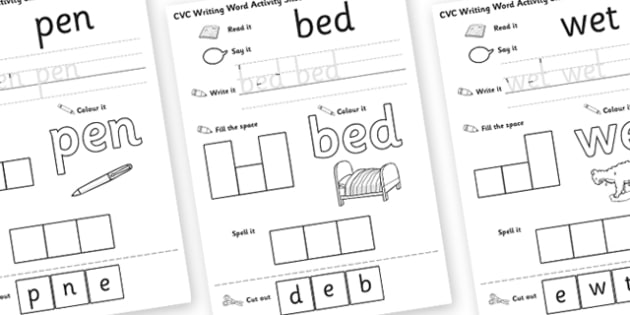 CVC Writing Word Worksheet / Worksheet Pack E - CVC, writing, word ...