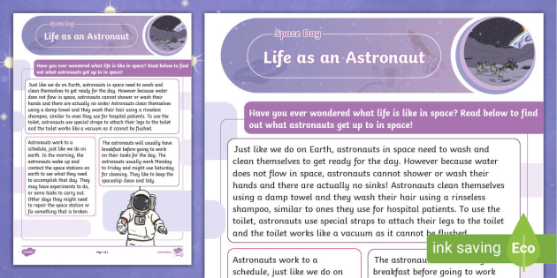 Life as an Astronaut Fact File (teacher made)
