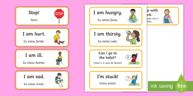 EAL Survival Word Cards English/Portuguese (Teacher-Made)