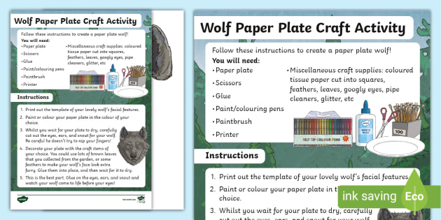 FREE! - Paper Plate Wolf Craft Activity | Paper Plate Crafts