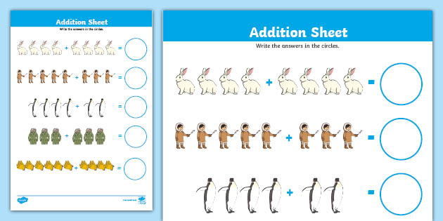 Polar Regions Addition Sheet (teacher made)
