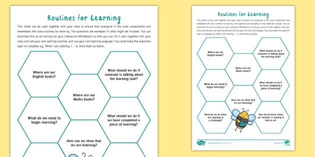 Managing My Class: Routines and Rules: Learning - Interactive Activity