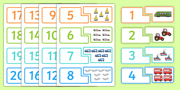 Transport Themed Counting Matching Puzzle (teacher made)