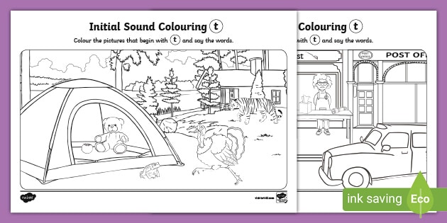 Initial Sounds Colouring Activity: Letter t (teacher made)