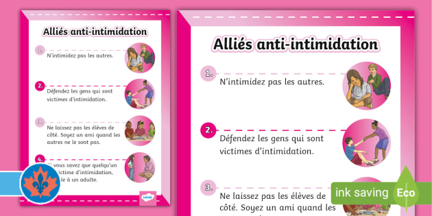 Pink Shirt Day Being an Anti-Bullying Ally Poster French
