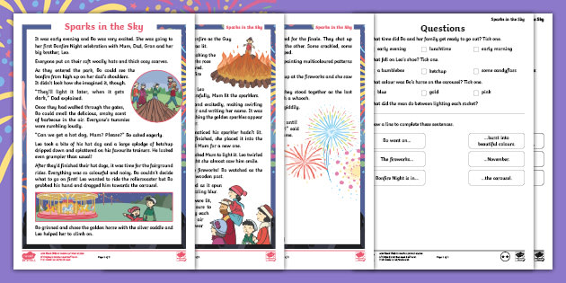 Sparks in the Sky Differentiated Reading Comprehension Activity