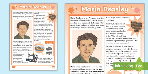 All About Maria Beasley Fact File (teacher made)