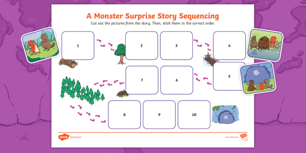A Monster Surprise Story Sequencing Activity (teacher made)