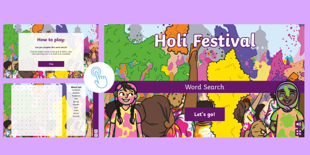 Holi Festival Interactive Word Search (teacher made)