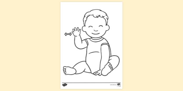 Baby Sign Hello and Goodbye Colouring | Colouring Sheets