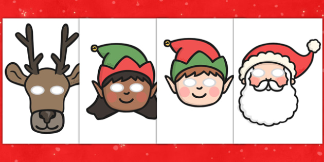 Christmas Role Play Masks - role play mask, role play, Christmas, santa